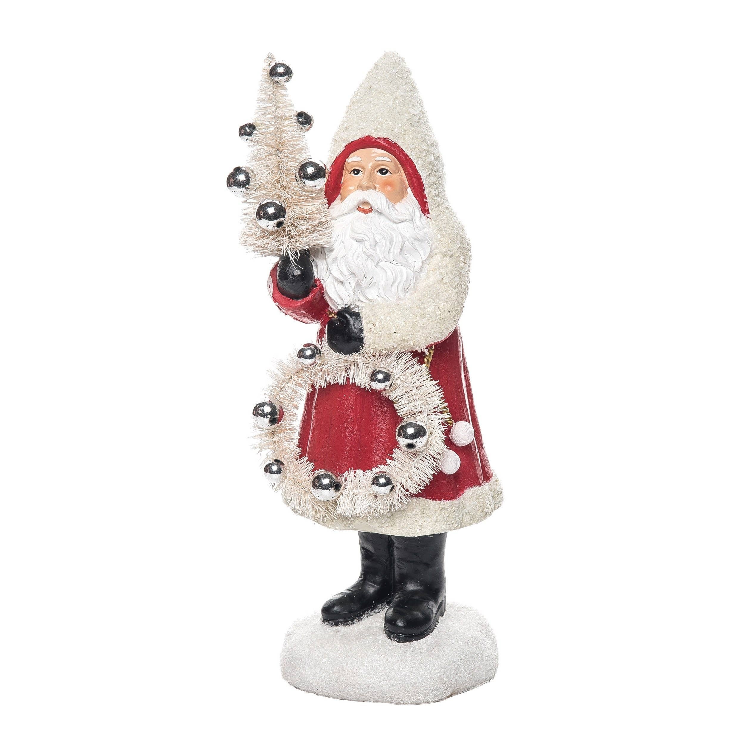 Resin 12 in. Red and white Christmas Old World Santa Figurine | Golden ...